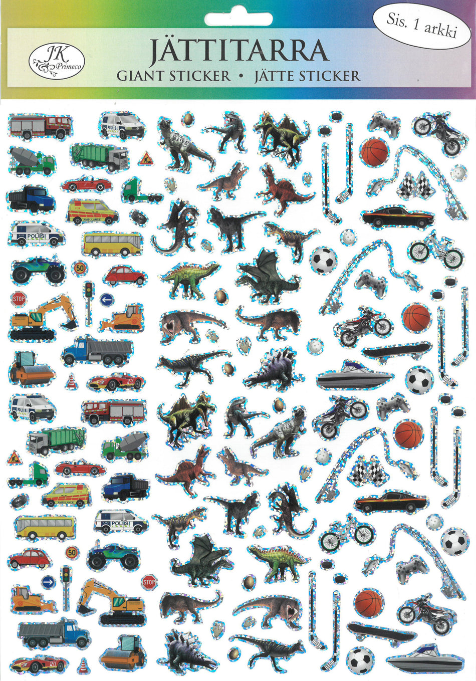 Jättitarra-arkki Autot ja dinosaurukset mini | Suomalainen.com