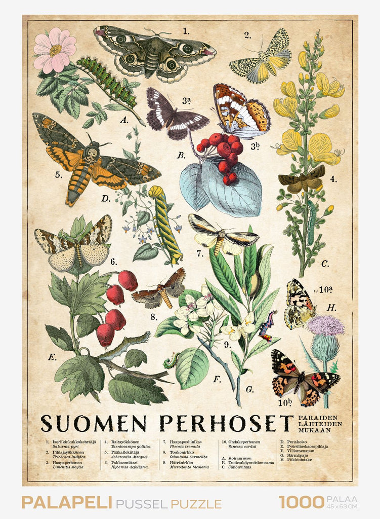 Suomen perhoset 1000-palainen palapeli | Suomalainen.com