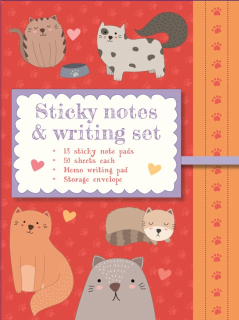 Sticky Notes and Writing Set: Cute Cats - Charming stationery wallet ...